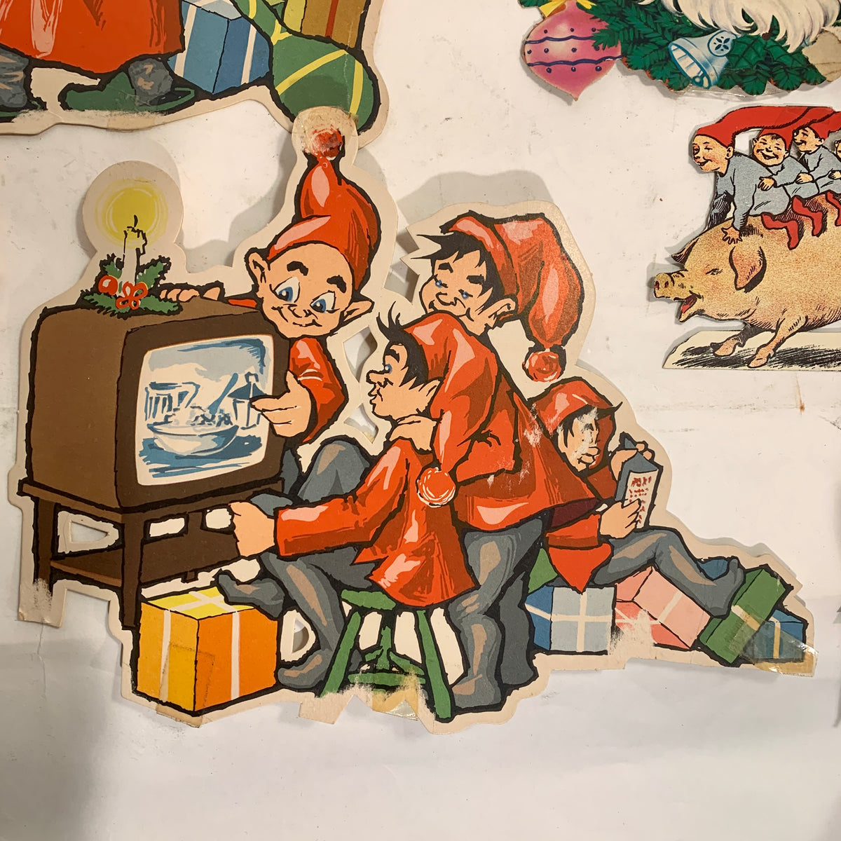 Gammelt julepynt, pap jule nisse dekorationer, fra 1950-70érne. – Zoll ...